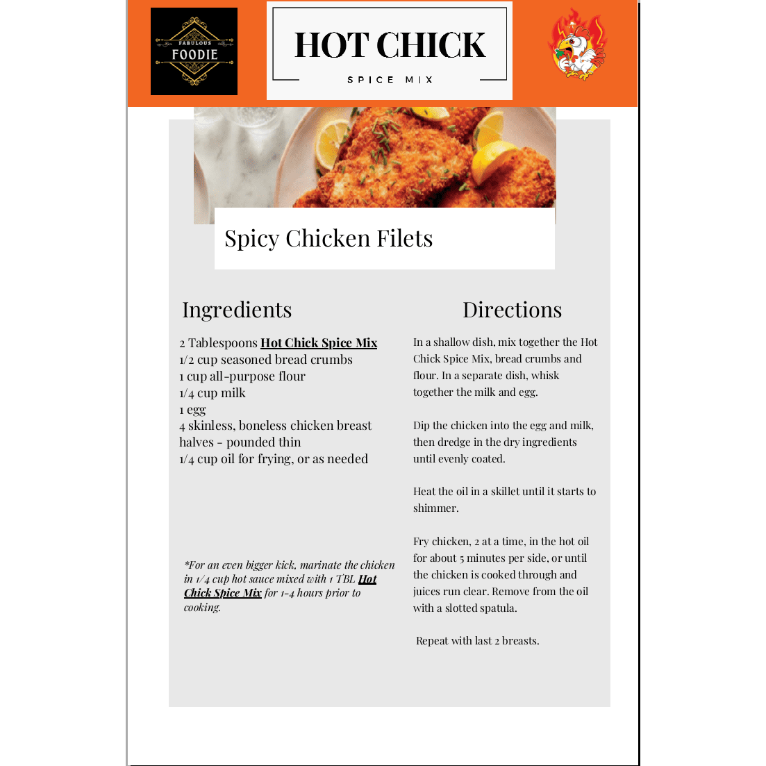 Hot Chick - Fabulous Foodie Recipe Ready Spice Mix